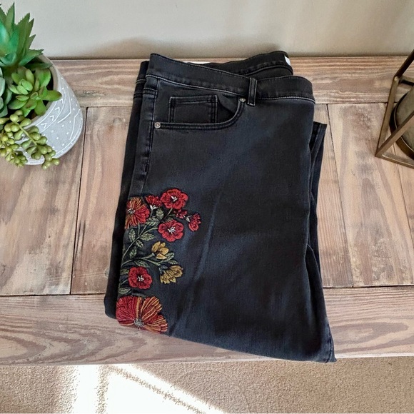 LOFT | Jeans | Loft Black Embroidered Jeans Modern Skinny | Poshmark